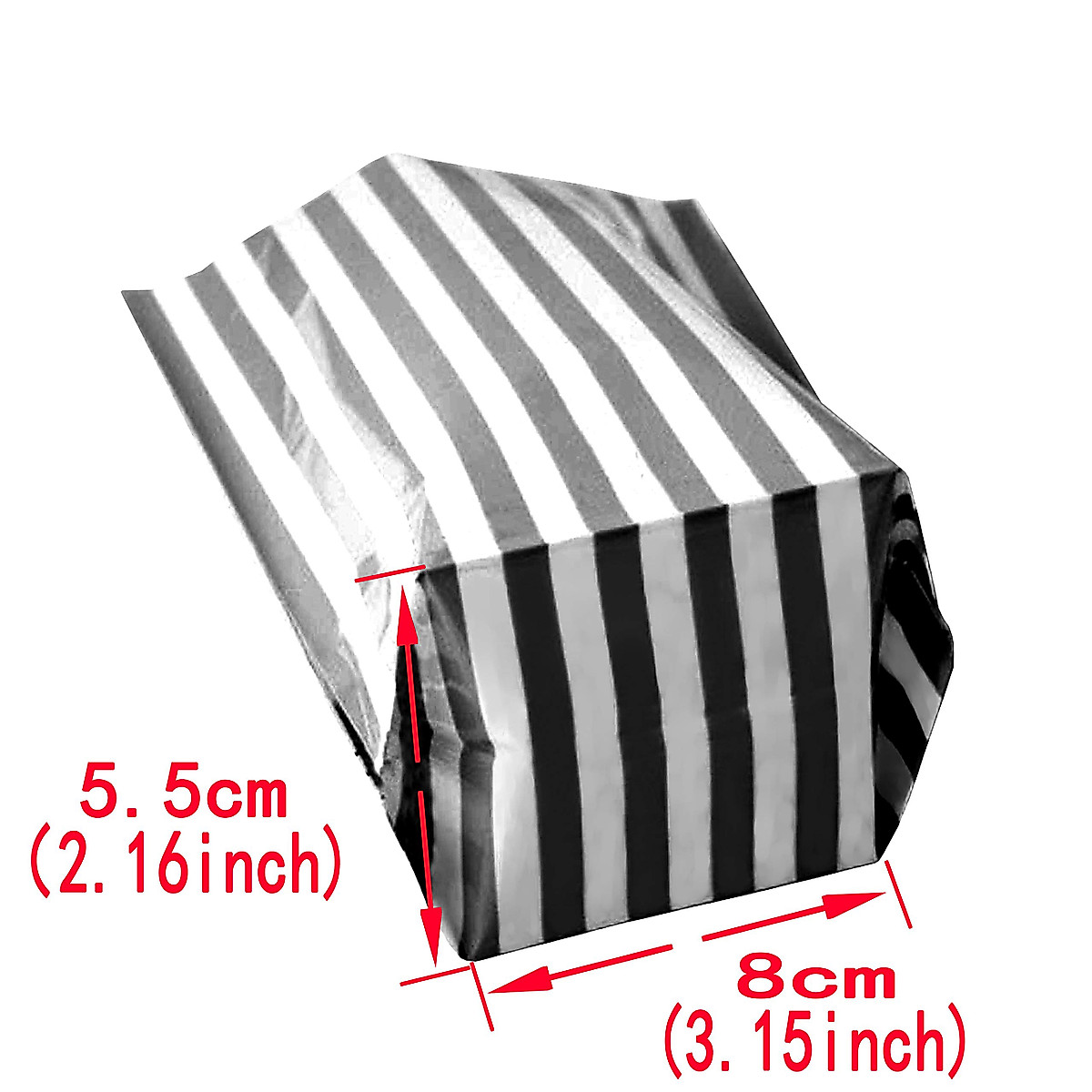 Clear Plastic Cellophane Treat Bags - Black White Stripes Party Favors Cello Bags Wedding Baby Shower Birthday Party Cookie Candy Treat Favors Bags, 100pc