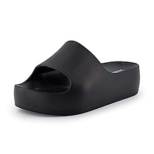 CUSHIONAIRE Women's Ninja platform slide sandal with +Comfort, Black 10