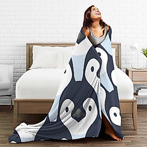 Throw Blanket 60x80 Inch,Bird Christmas Penguins Winter Flannel Soft Cozy Fluffy Throw Blankets and Warm Throws for Adults in Couch Sofa Bed 80x60 Inch
