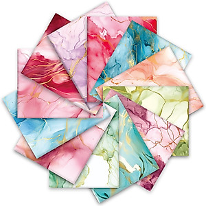 JarThenaAMCS 12Pcs Rainbow Inks Cotton Fabric Bundles Watercolor Fat Quarter Colorful Patchwork for DIY Decoration Handmade Sewing Crafting Not for Quilting, 18 x 22 Inch