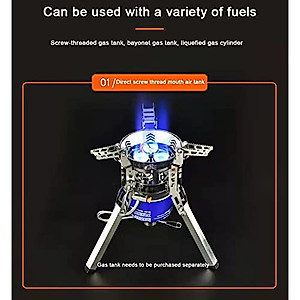 LIZHOUMIL 6800W Windproof Camping Gas Stove, Portable Outdoor Camp Stove with Fuel Canister Adapter, Stainless Steel Backpacking Stove for Camping Hiking Picnic Mountaineering Fishing Silver
