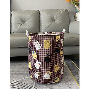 LEELI Laundry Hamper with Handles Collapsible Canvas Laundry Basket,Waterproof Storage Basket Home Organizer for Nursery,Clothes,Toys,Baby Hamper19.7×15.7(rec dark blue dinosaur)