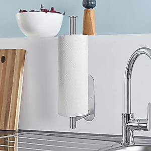 Elyum Paper Towel Holder Under Kitchen Cabinet Self Adhesive or Drilling, Spliceable Paper Towel Holder Wall Mount Sturdy and Durable Stainless Steel Towel Roll Rack for Bathroom(13 Inch, Silver)