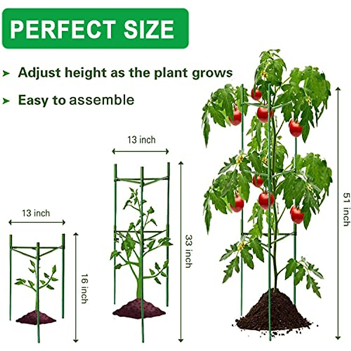 3Pack Tomato Cages Plant Cages 4ft Multifunctional Tomato Support Garden Trellis Tomato Stakes Cucumber Tomato Trellis for Vertical Climbing Plants Vegetable Flowers