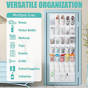 Tiblue Over The Door Shoe Organizer 35 Mesh Pockets Hanging Shoe Organizer Shoe Rack For Door Closet Entryway Bedroom Pantry Organizer - Shoe Holder Hanger For Sneakers, Women High Heeled Shoes White