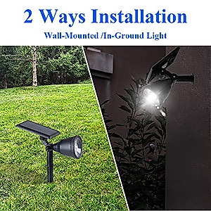 FALOVE Solar Spot Lights Outdoor, IP67 Waterproof Solar Powered Outdoor Lights Sunset Projection Lamp, 2 Modes Solar Landscape Lights Wall/in Ground Light Auto On/Off for Yard Garden Tree Flag