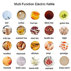 Bear YSH-C18R1 Health-Care Beverage Tea Maker and Kettle, Electric Kettle with Infuser, 316 Stainless Steel & Glass Brew Cooker, 8-in-1 Programmable, 4 Range Temperature Warming Function, 1.8L, Pink