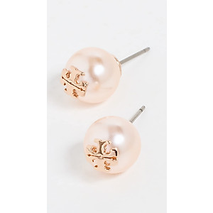 Tory Burch Women's Swarovski Imitation Pearl Stud Earrings, Rose/Rose Gold, One Size