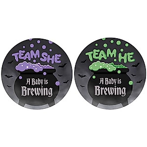 Baby is Brewing Halloween Gender Reveal Party - Bubbling Witch Cauldron Team He or Team She - 40 Stickers