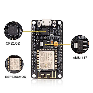 MakerFocus 2pcs ESP8266 NodeMCU LUA CP2102 ESP-12E Internet WiFi Development Board Serial Wireless Module Internet for Ar duino IDE/Micropython with Adapter Board for ESP8266 ESP-01 and nRF24L01+