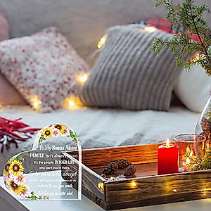 My Bonus Sister Gifts Sister Gift Heart Keepsake and Paperweight from Sister Brother Clear Acrylic Sister in Law Gift for Women Friendship Gift for Women Friend Sister Birthday Wedding (Heart Style)