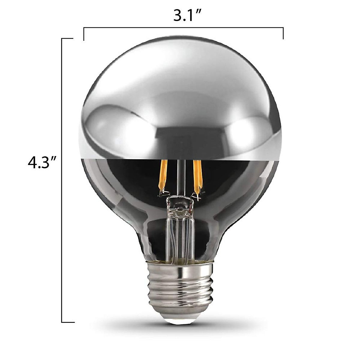 Feit Electric G2540/CHR/827/FIL/4 40 W EQ G25 DM Specialty Decor LED Light Bulb, 4-Pack