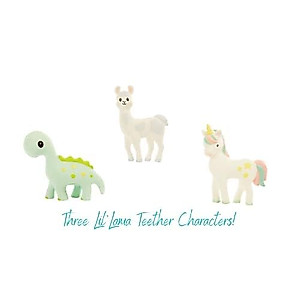 Lil' Llama Baby Teething Toys, Unicorn Teether for Toddler & Baby Boys and Girls, 100% Natural Rubber Squeaker, BPA-Free, Soothe Sore Itchy Gums & Teething Pain (Unicorn)
