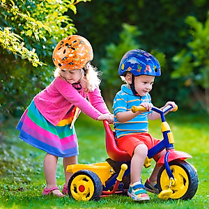 Besmall Cute Kids Bike Helmet Ages 3-7 Boys Girls Adjustable Safety & Comfort Toddler Helmets for Bike Cycle Skating Orange Dinosaur World