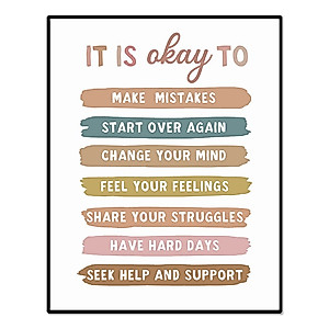 It's Okay To Make Mistakes, Boho Classroom Decor, Therapy Office Decor, Calm Corner, Anxiety, Classroom Wall Decor, School Counselor Office Decor, Be Yourself, Unframed (11x14 INCH)