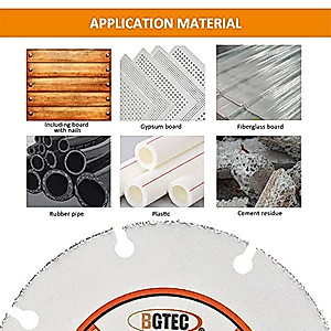 BGTEC Carbide Wood Cutting Disc,3pcs 3 Inch/75MM with 10MM Arbor Vacuum Brazed Carbide Cut-Off Wheel Blade for Wood Board, Gypsum Board, Rubber Pipe, Plastic