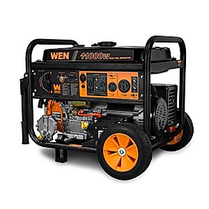 WEN DF1100T 11,000-Watt 120V/240V Dual Fuel Portable Generator with Wheel Kit and Electric Start - CARB Compliant, Black