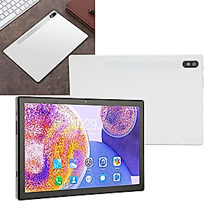 VINGVO Office Tablet IPS Screen 6GB RAM 256GB ROM White 10 Inch Tablet Dual Camera for Home (US Plug)