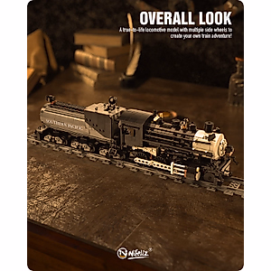 Nifeliz CN5700 Steam Train Building Kit and Engineering Toy, Collectible Steam Locomotive Display Set, 1：38 Scale Model Train Building Kit with Train Tracks, Top Present for Train Lovers (1136 PCS)