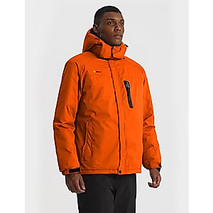 GEMYSE Men's Mountain Waterproof Ski Snow Jacket Winter Windproof Rain Jacket (Orange,X-Large)