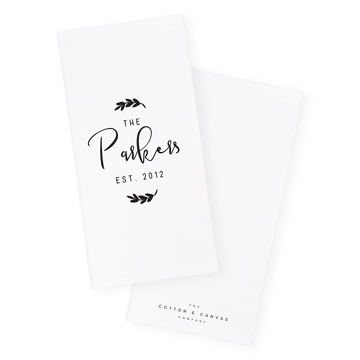 The Cotton & Canvas Co. Personalized The Parkers Est. 2012 Soft and Absorbent Kitchen Tea Towel, Flour Sack Towel and Dish Cloth