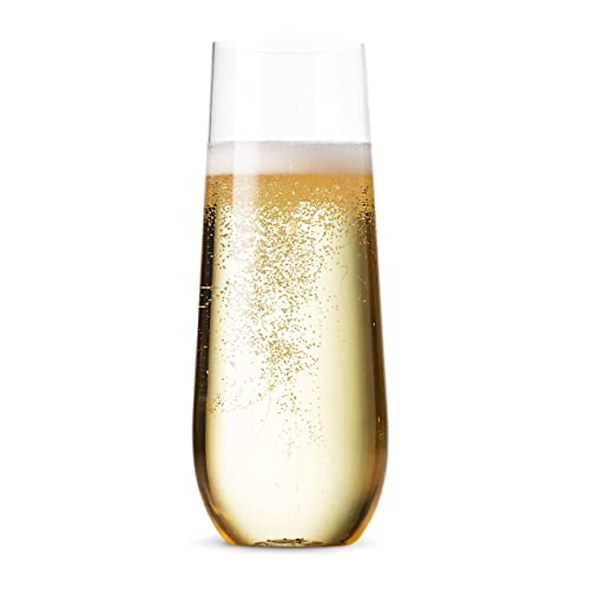 Munfix 48 Pack Stemless Plastic Champagne Flutes Disposable 9 Oz Clear Plastic Toasting Glasses Shatterproof Recyclable and BPA-Free