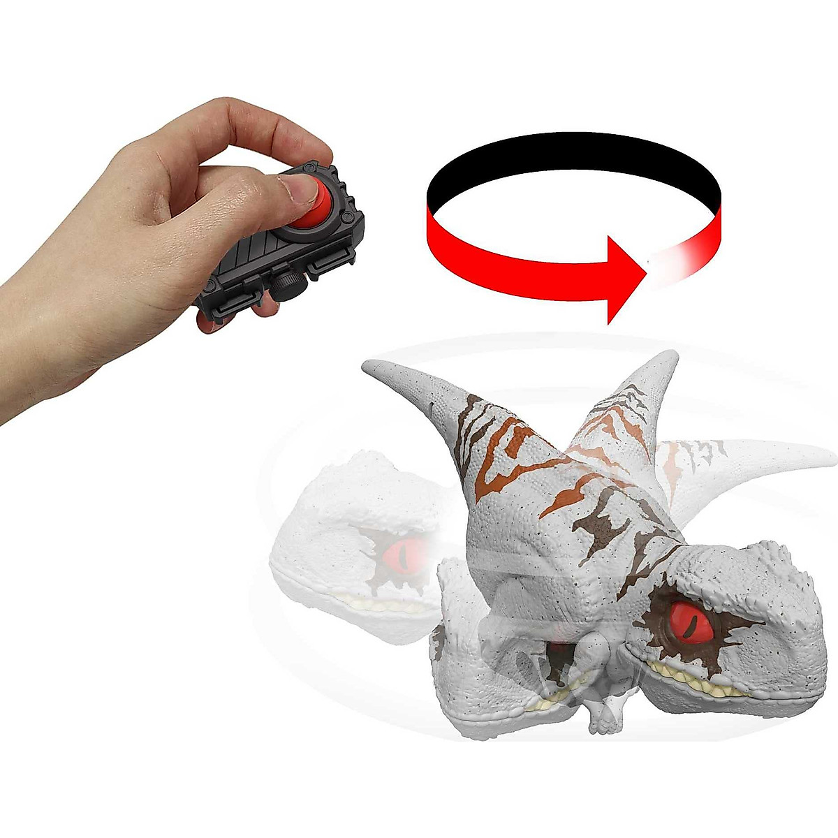 Mattel Jurassic World Dominion Uncaged Dinosaur Toy with Clicker-Controlled Motion & Sound, Click Tracker Atrociraptor Ghost Dino Action Figure