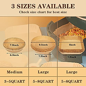 Moretoes 7.9 Inch Air Fryer Liners 300pcs Square Disposable Air Fryer Cooking Paper, Oil Resistant, Waterproof, Non-Stick Parchment Paper for 5-7 QT Air Fryer Baking Roasting Microwave