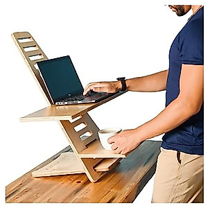 Sleekform Standing Desk Converter - Adjustable Height Sit Stand Workstation for Office and Home, Table Top Wood Portable