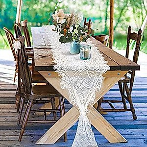 Pardecor Lace Table Runner 13x120 Inch Wedding Table Runners Flower Table Runner Vintage Lace Cloth Runner White Lace Runner