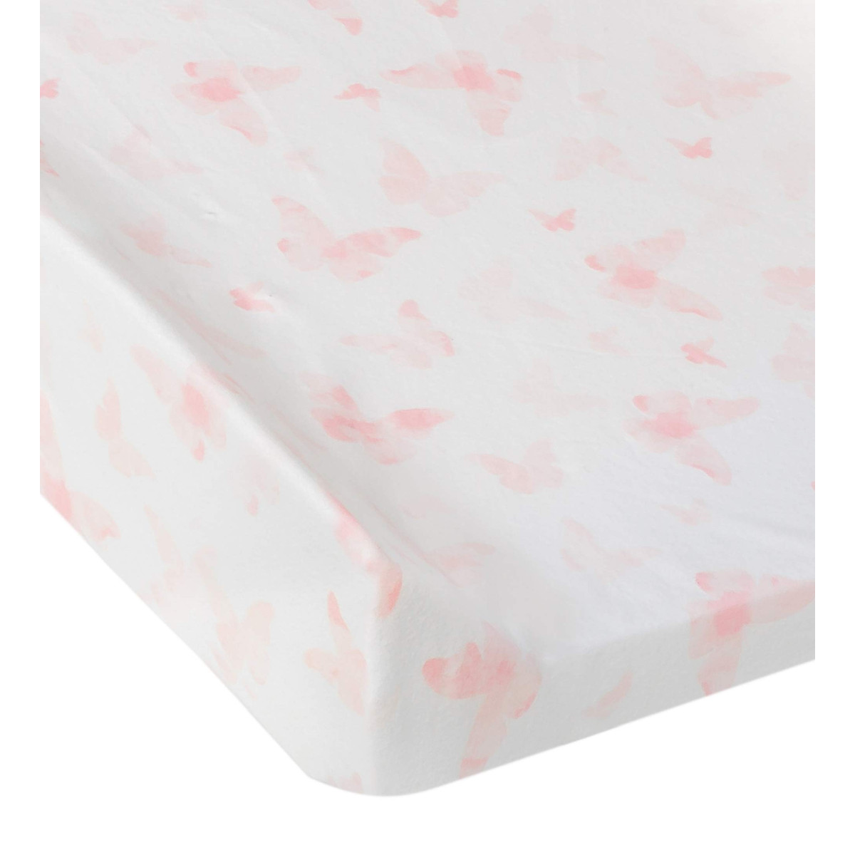 Andi Mae Changing Pad Cover - Watercolor Pink Butterflies -100% Jersey Cotton - Fits Standard Changing Pads