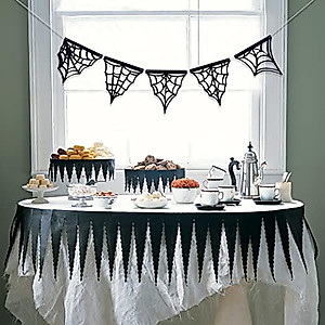 Black Spider web banner - Halloween Decor, Farmhouse Halloween, Spooky, Fall Decor, Spider Web Sign, Spider Web Banner, Halloween Mantel Decor (Spider web wood banner)