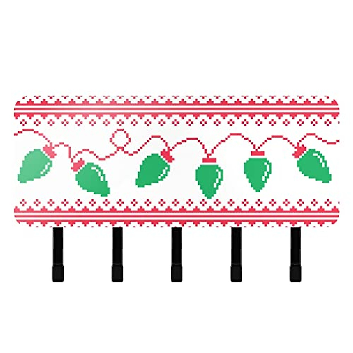 Sinestour Christmas Tree Light Key Holder for Wall Key Hanger with 5 Key Hooks Key Rack Organizer Key and Mail Holder for Wall Decorative Entryway Hallway Kitchen Farmhouse Apartment