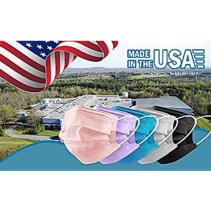 EcoGuard Kids Face Masks Disposable Made in USA, 4 Ply 5 Colored Masks Individually Wrapped Face Mask Breathable Comfortable Disposable Face Masks for Adults Small Face Men Women, 50 Pack