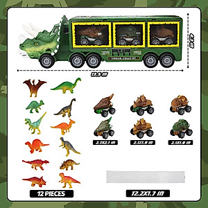 TOY Life Dinosaur Toys for Kids 3-5 5-7, 21 Pack Dinosaur Truck with 6 Pull Back Dinosaur Cars and Dinosaur Figure, Toddler Toys for Boys and Girls, Dinosaur Transport Carrier Truck for Kids
