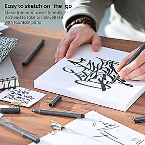 ARTEZA Micron Pens, Set of 10 Black Ink Archival Fineliners, Quick-Dry, Assorted Sizes Calligraphy Pens from 0.2mm to 7.9mm