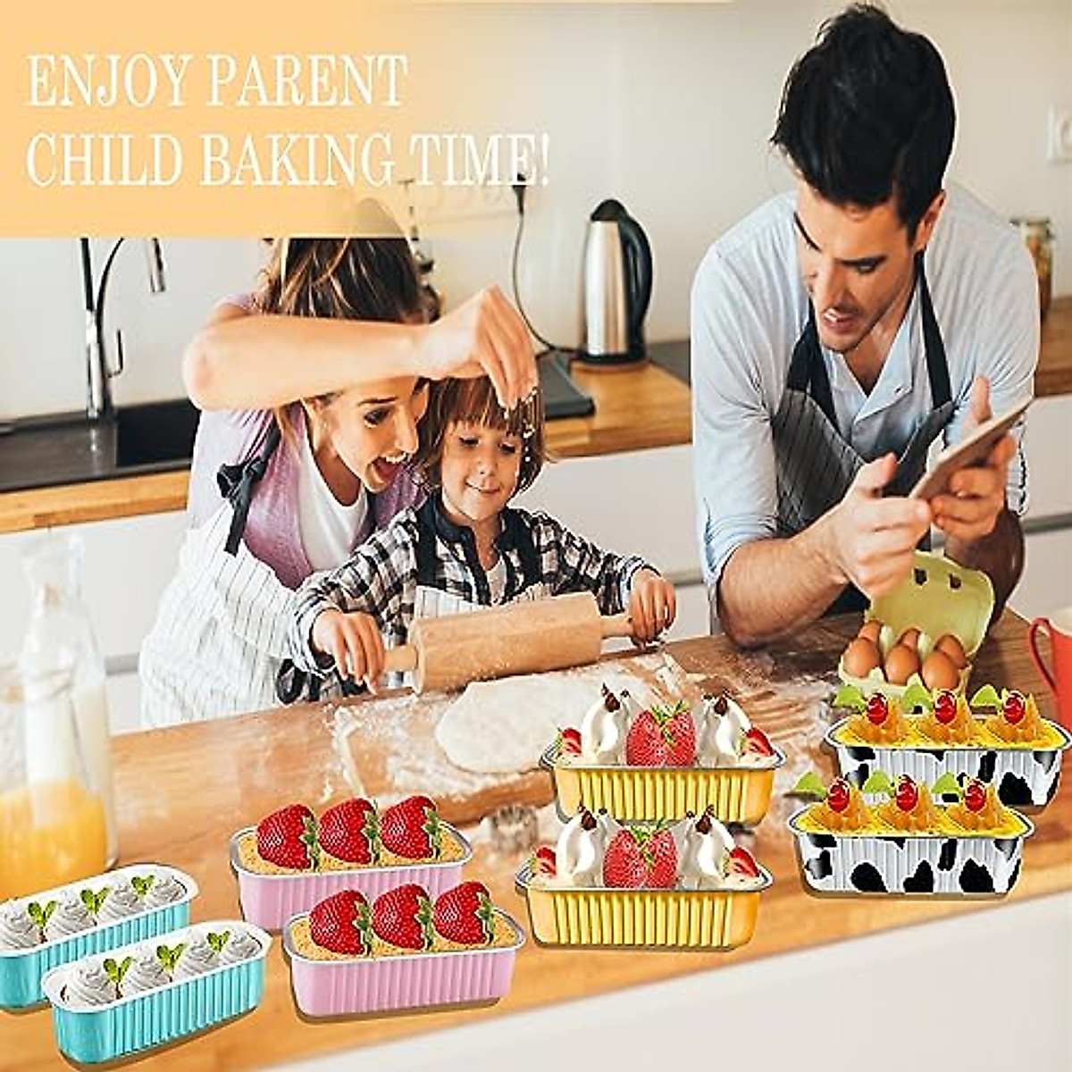 Qusitlry Aluminum Foil Loaf Baking Pans with Lids (50Pcs Pink), 200ml Ramekin Rectangle Baking Tins Muffin Liners Mini Pie Pans Foil Bread Containers for Baking…