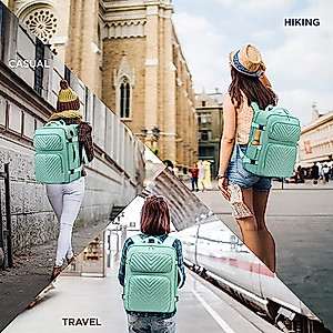 XJ-HOME Extra Large Travel Backpack For Women,Flight Approved Carry On Backpack,TSA 17.3 Inch Laptop Personal Item bag For College Casual Stylish Daypack Weekender Hiking,Cyan