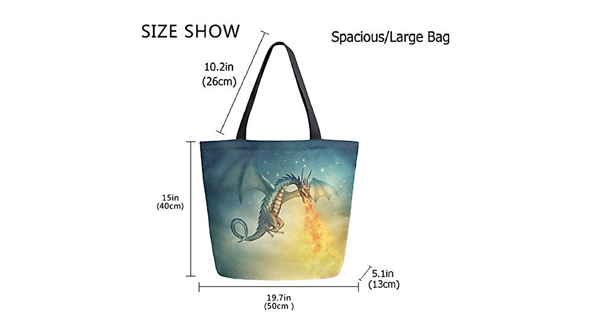 Stylish ZzWwR Flying Fantasy Dragon Tote Bag for Travel & More