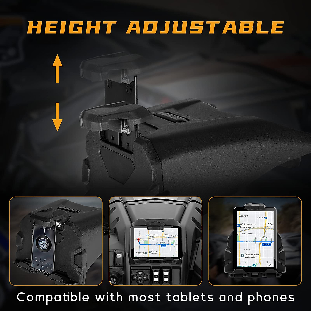 QUICKWOLF Maverick X3 Tablet Holder, X3 Electric Device Mount for Ipad Phone GPS Navigation Compatible with 2017-2024 Can Am X3 Accessories Device Holder Extra Storage Space, OEM 715002874