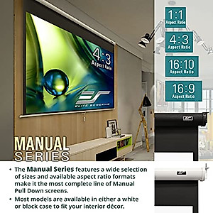Elite Screens Manual Series, 150-INCH 16:9, Pull Down Manual Projector Screen with AUTO LOCK, Movie Home Theater 8K / 4K Ultra HD 3D Ready, 2-YEAR WARRANTY, M150UWH2