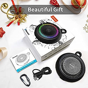Bluetooth Shower Speaker Waterproof - Small Portable Bluetooth Speaker Wireless with Clip - Powerful Bass and Louder Volume - Colorful Lights and Lightweight with TWS Pairing - Black