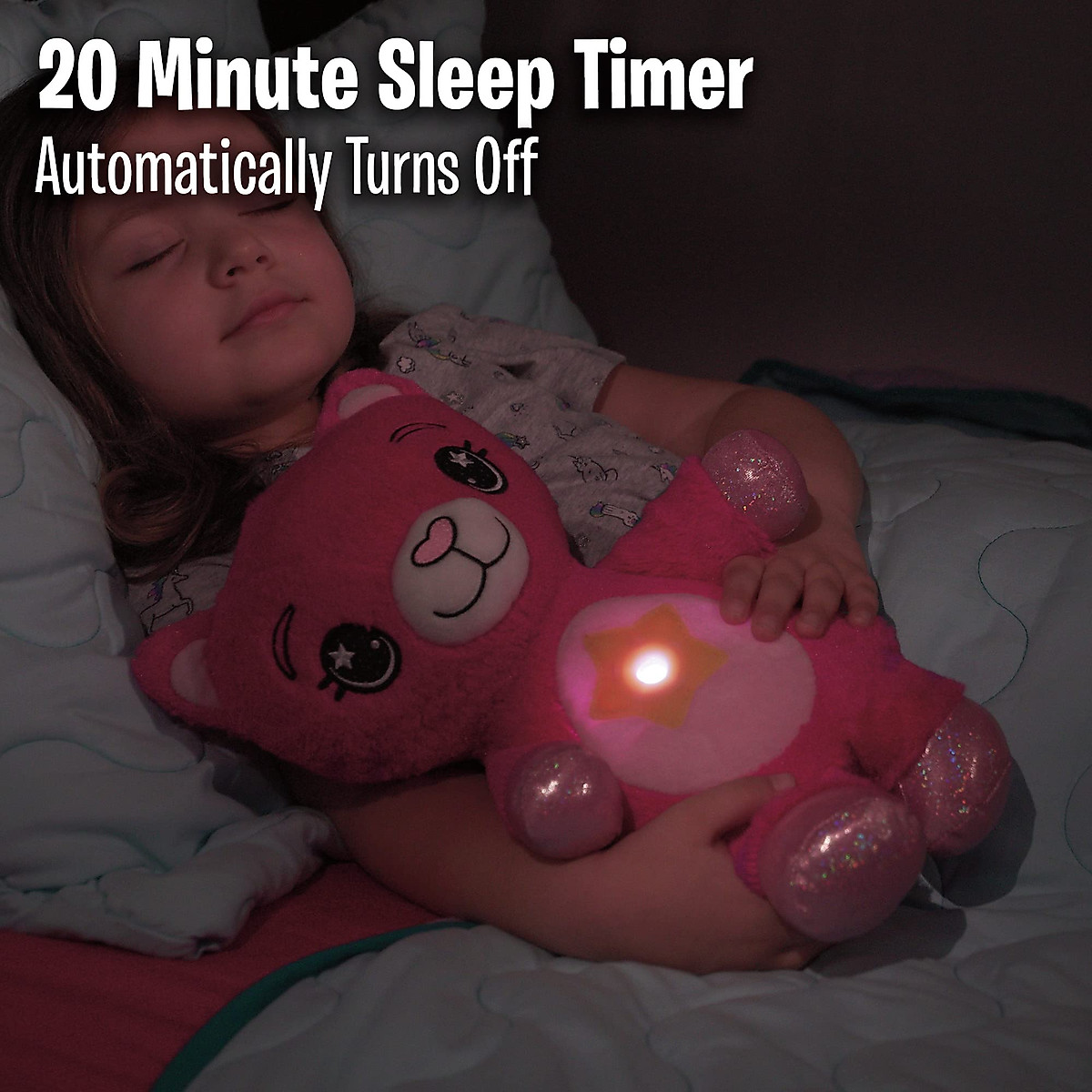 Ontel Star Belly Dream Lites, Stuffed Animal Night Light, 3 years and up, Pretty Pink Kitty - Projects Glowing Stars & Shapes in 6 Gentle Colors, As Seen on TV