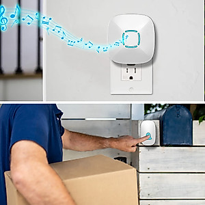 Doorbell, Lovin Product Waterproof Wireless Doorbell Chime Kit with 36 Chimes, Adjustable Volume; 1000feet Operating, with Sound LED Flash Door Bell for Home (1 Receiver x 1 Push Button)