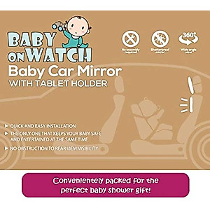 Baby Mirror for Car with Ipad Holder - XL Infant Car Mirror for Baby Rear Facing - 360° Wide Angle, Clear View, Shatterproof & Crash Tested Safety Baby Car Mirror for Back Seat with Car Tablet Holder