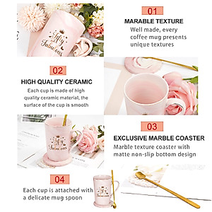 YHRJWN - 50th Birthday Gifts for Women, Fifty and Fabulous Mug, 50th Birthday Gift Ideas for Women Turning 50, Happy 50th Birthday Gifts for Mom Sister Coworker, Pink 14 Oz with Spoon, Coaster, Box