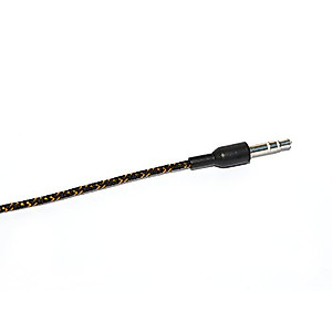 Tweedz Black & Gold Earbuds with Microphone and Controls - Durable, Tangle-Free, Travel Headphones with Long, Braided Fabric Wrapped Cords and Noise Isolating Ear Buds