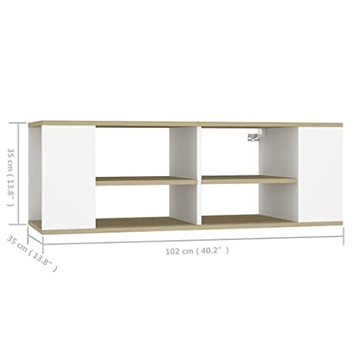 SLGSDMJ Bedroom, Living Room Storage Unit, Modern Entertainment Center Media Rack, Suitable for Living Room, Bedroom, Office, etc. Wall-Mounted TV Cabinet White and Sonoma Oak 40.2"x14"x14" Chipboard