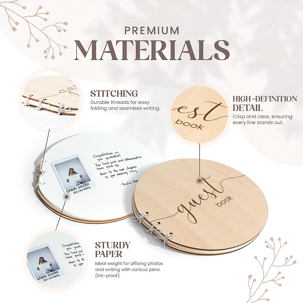 Mikito Elegant Wedding Guest Book – Ideal Baby Shower Guest Book, Memorable for Birthdays & Graduations – Classic Guestbook for Wedding Celebrations - Polaroid Guest Book