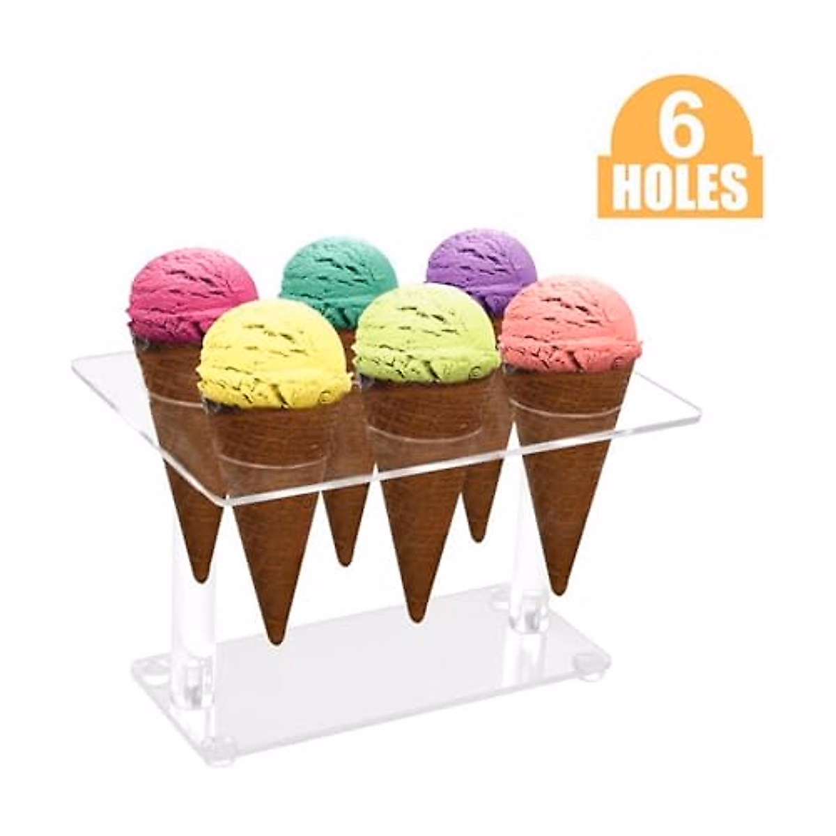 NUEAYMS Acrylic Clear Single Layer Square 6 Holes Cone Holder for Weddings Baby Showers Birthday Party Anniversaries Holiday
